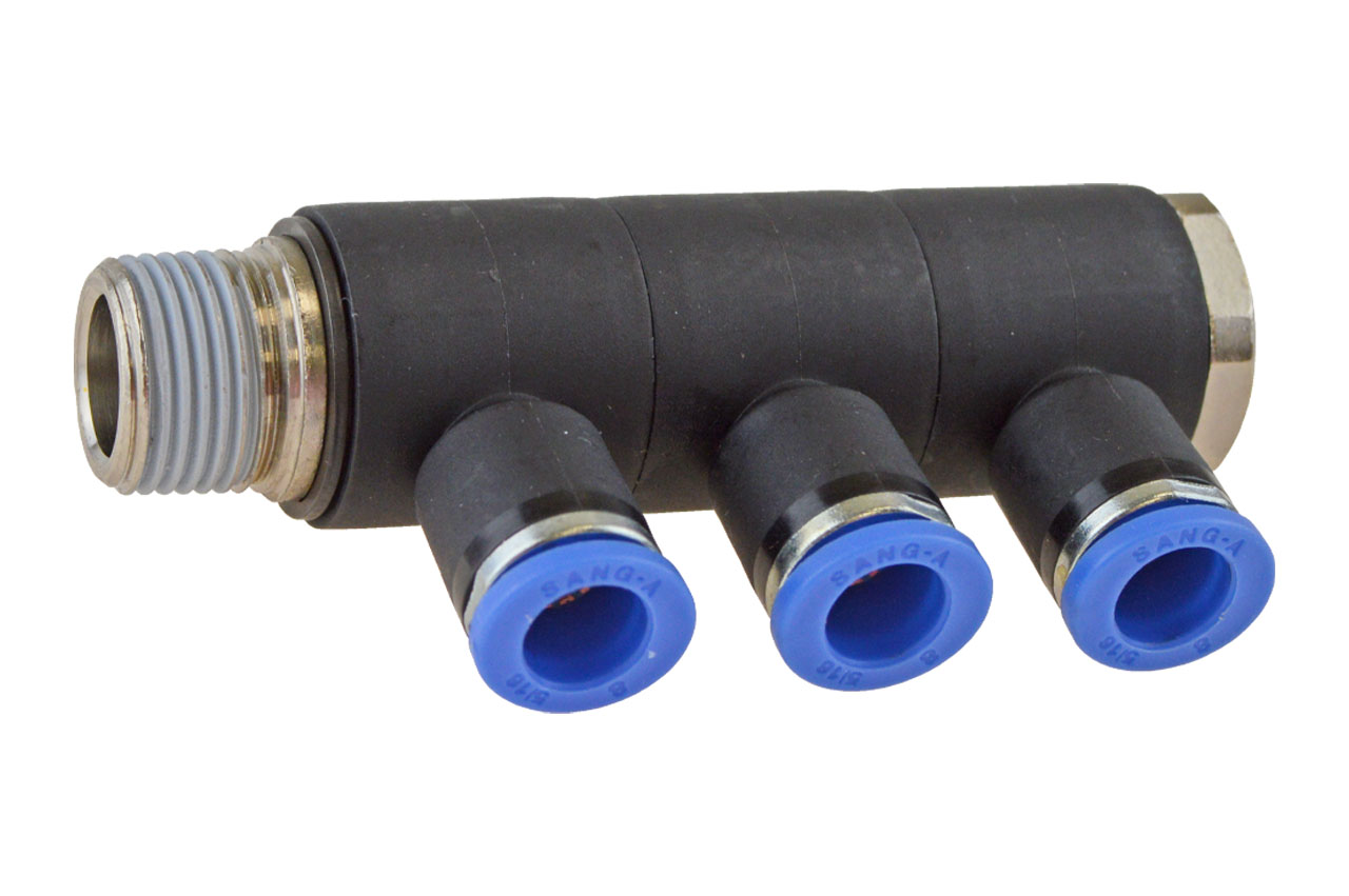 Mehrfachverteiler 3-fach mit zylindrischem Außengewinde, Standard