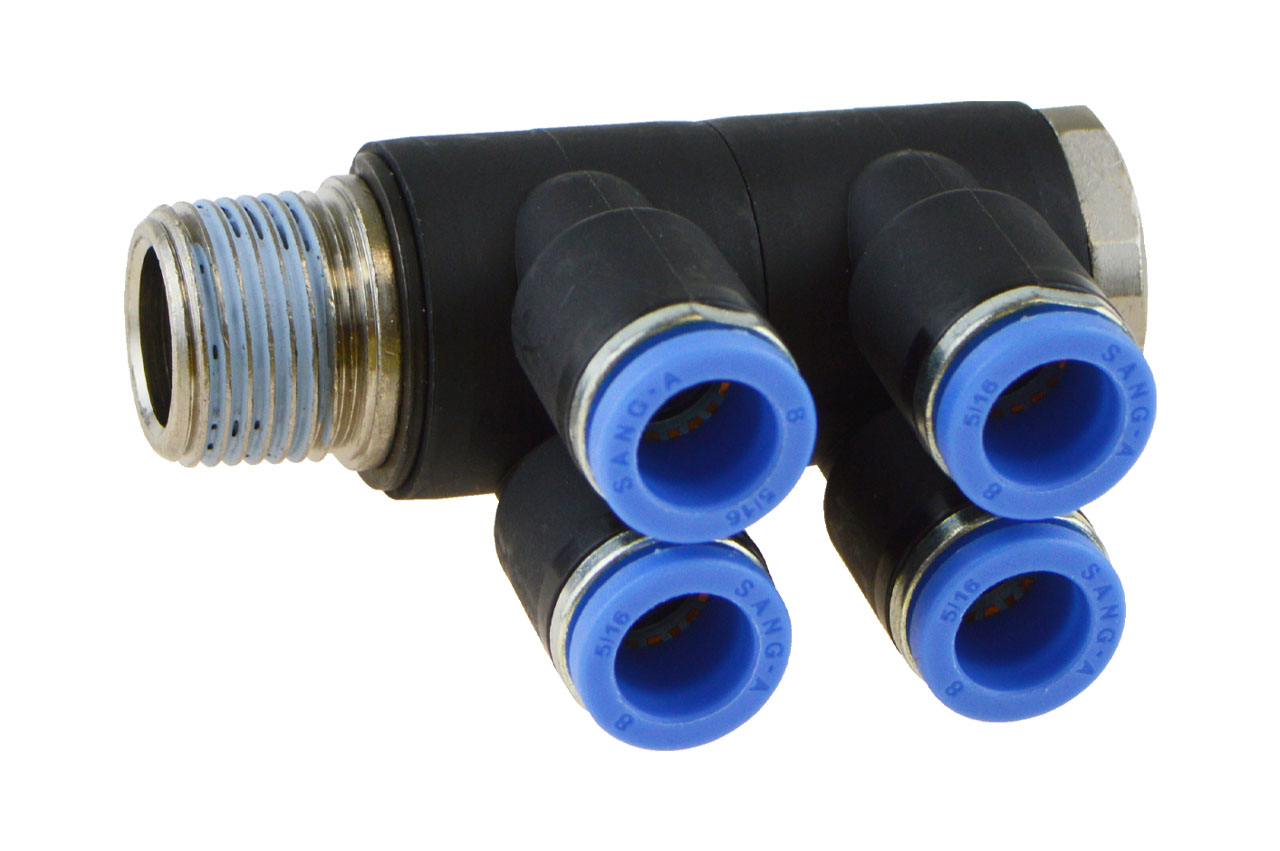 Mehrfachverteiler 4-fach mit zylindrischem Außengewinde, Standard