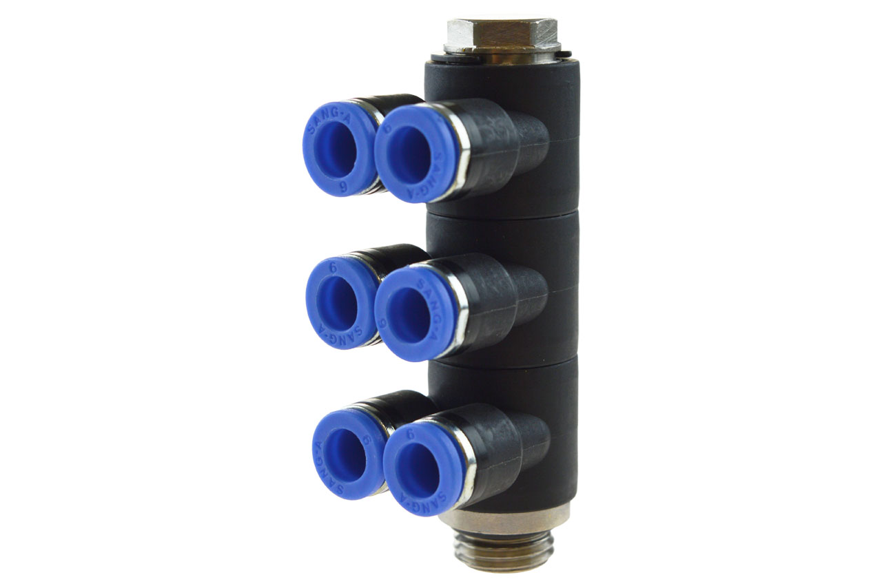 Mehrfachverteiler 6-fach mit Außengewinde, Standard