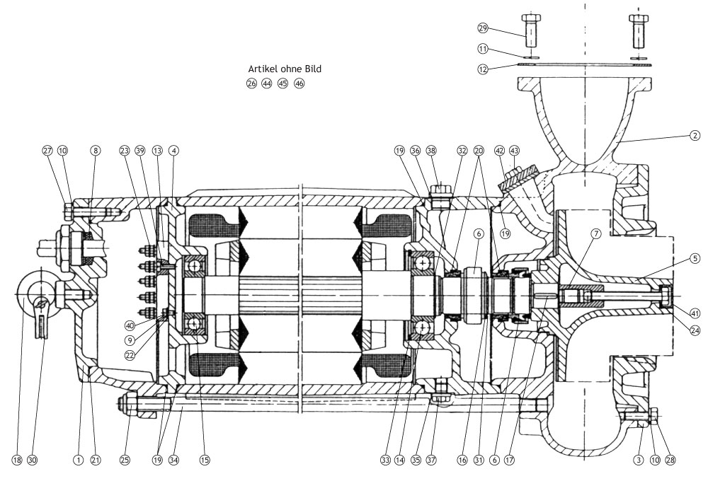 Explosionszeichnung Abwasser-Tauchpumpe von Eisele
