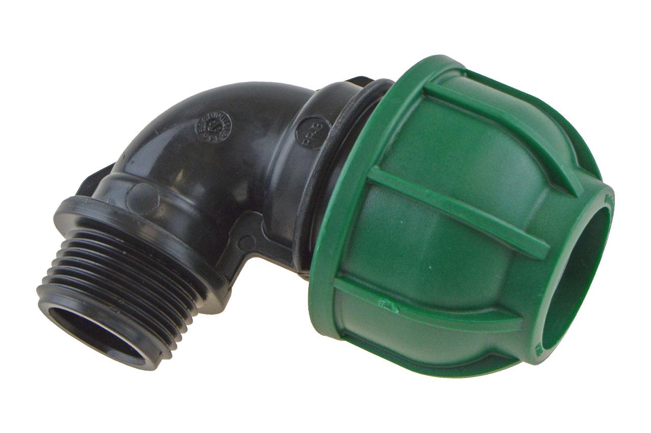 PE Winkel 90° mit Außengewinde, Messing, DVGW