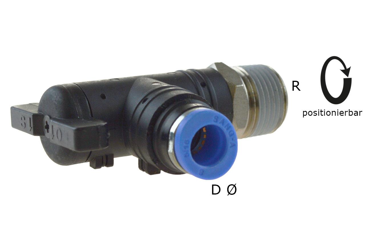 Winkel-Absperrhahn mit Außengewinde und Steckanschluss, Standard